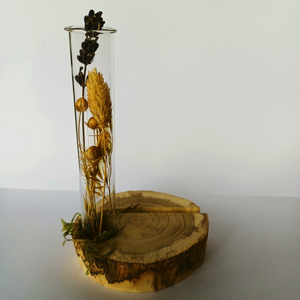 Boomstam kaartenhouder droogbloemen - Studio Het Houtpalet